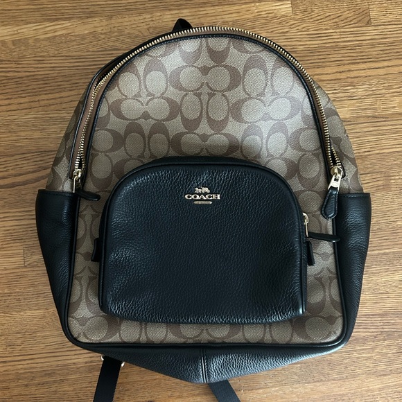 Coach | Bags | Coach Court Backpack In Signature Canvas Brownblack With ...